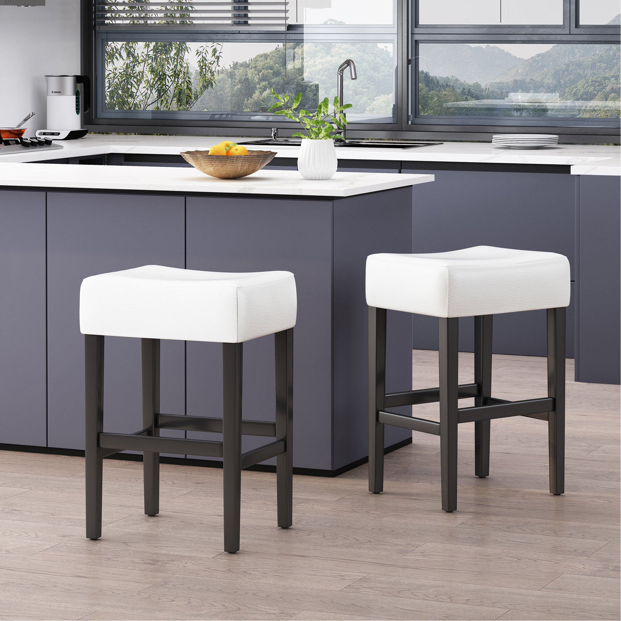 Lark Manor™ ZUMA KD BACKLESS COUNTER STOOL [SET OF 2 PCS] | Wayfair